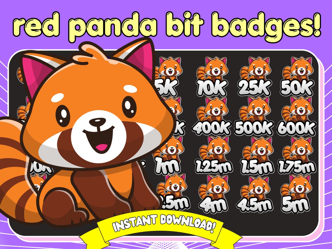 Twitch Bit Badges Set | Red Panda Bits Badges | Red Panda Bit Badges ...