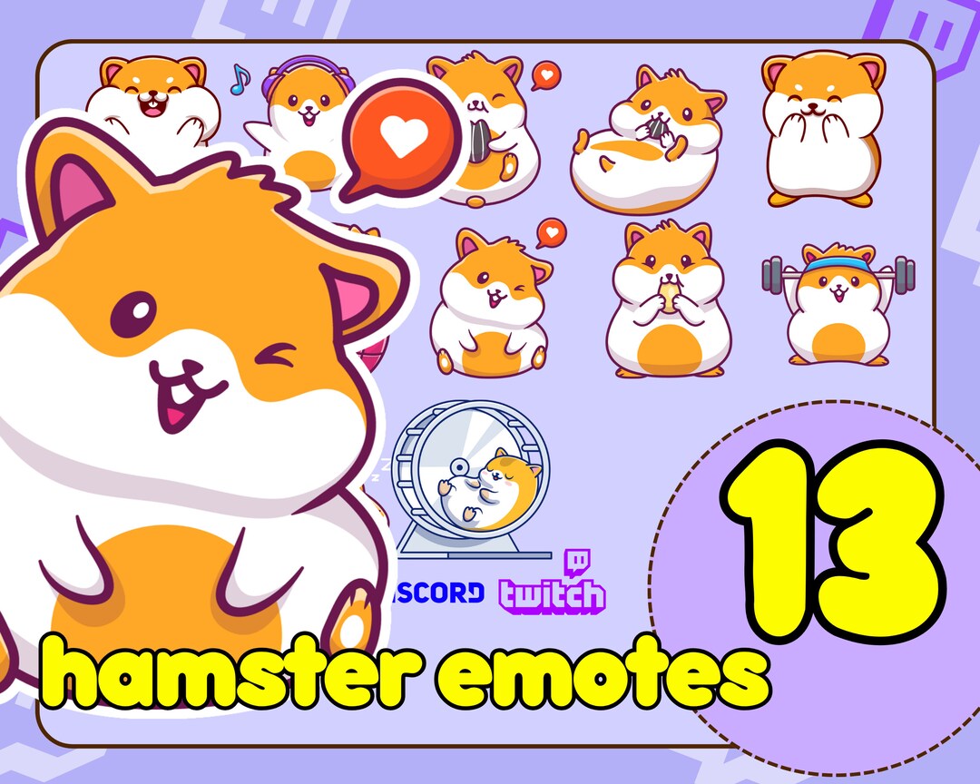 Hamster Emotes! Cute Hamster Twitch Emotes, Guinea Pig Emotes, Cute ...
