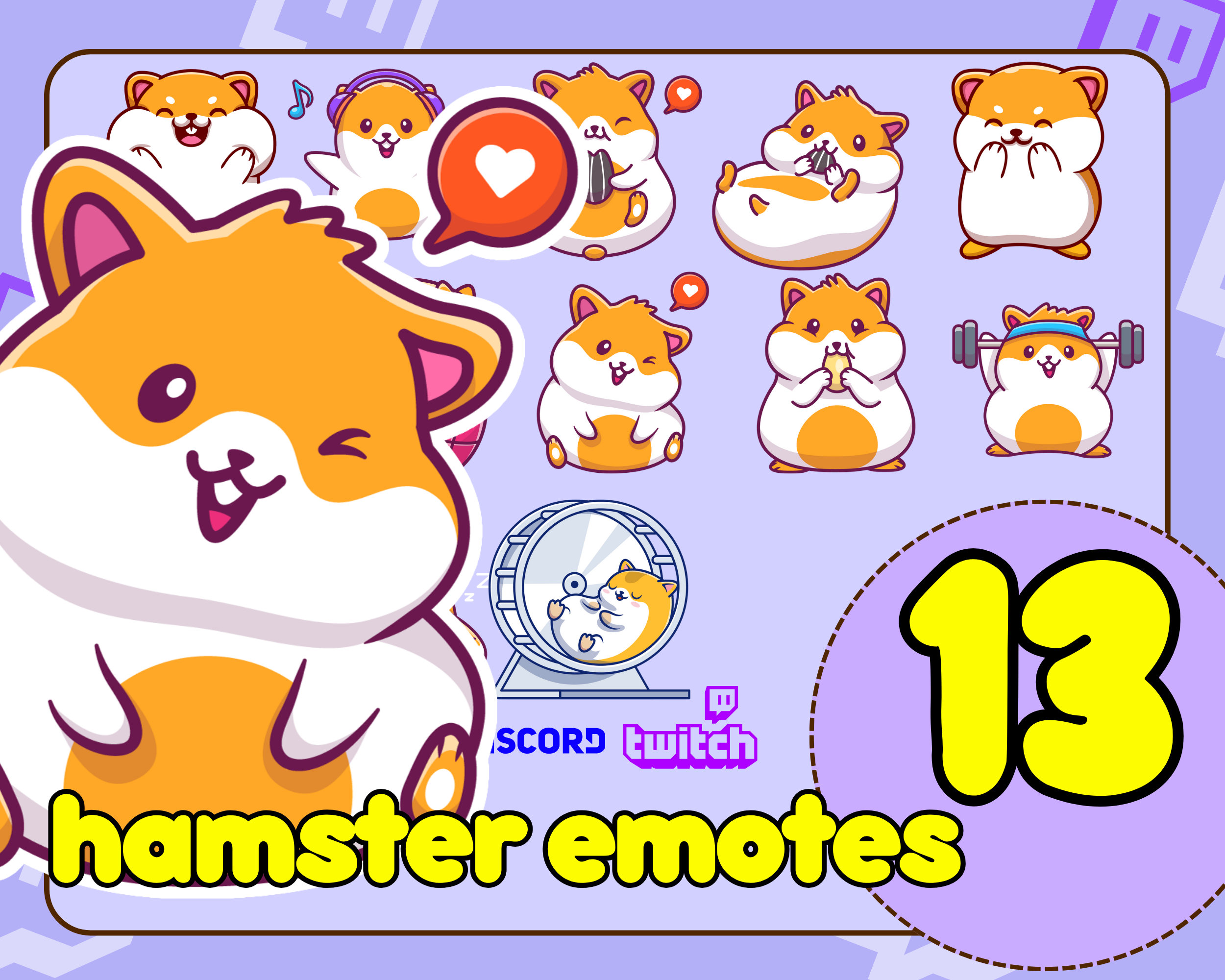Hamster Emotes Cute Hamster Twitch Emotes, Guinea Pig Emotes, Cute ...