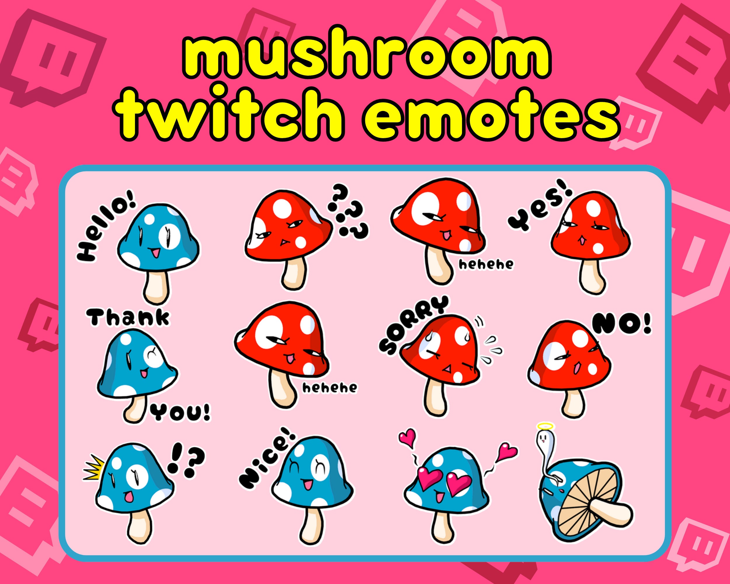 Mushroom Twitch Emotes, Cute Mushroom Emotes, Mushroom Emote, Toadstool ...
