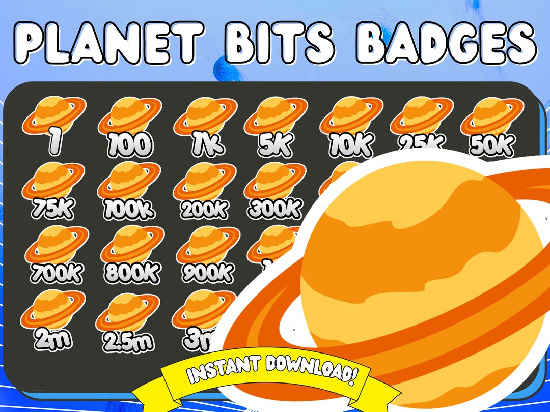 Planet Twitch Bit Badges | Saturn Twitch Bits Badges Set | Twitch Tier Badges | Space Twitch ...