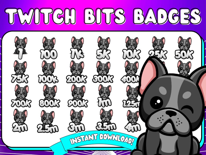 Twitch Bit Badges | Twitch Bits Badges | Frenchie Twitch Bit Badges ...