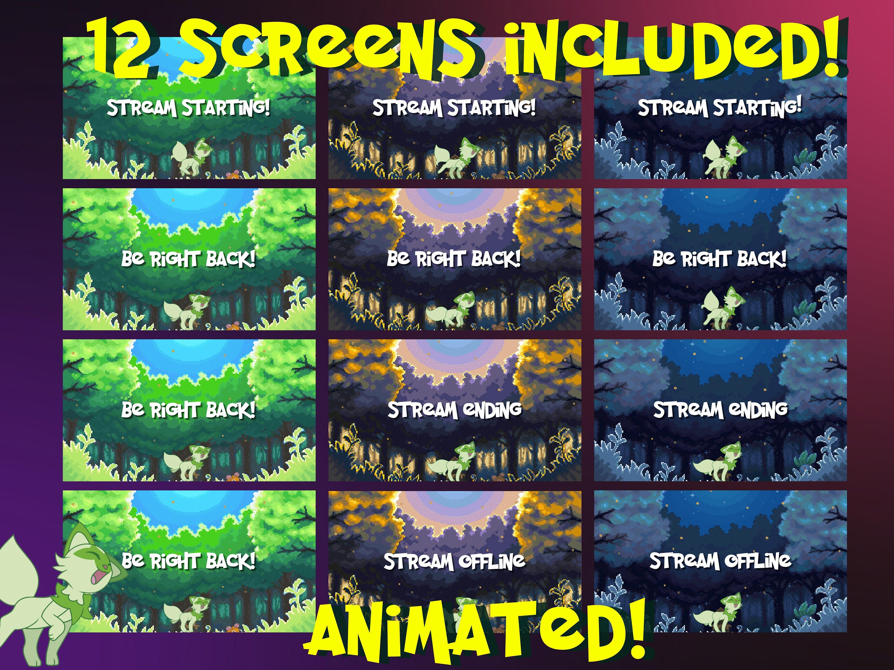 Sprigatito Twitch Screen Animated Pokemon Be Right Back - Etsy