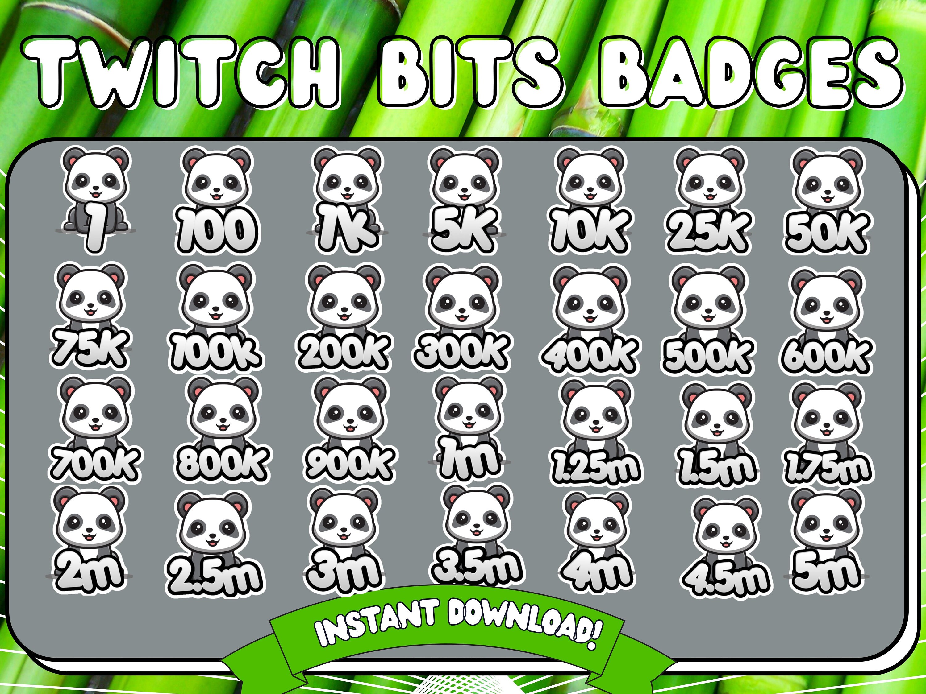 Twitch Bit Badges Set Panda Bits Badges Panda Bit Badges Panda Bits ...