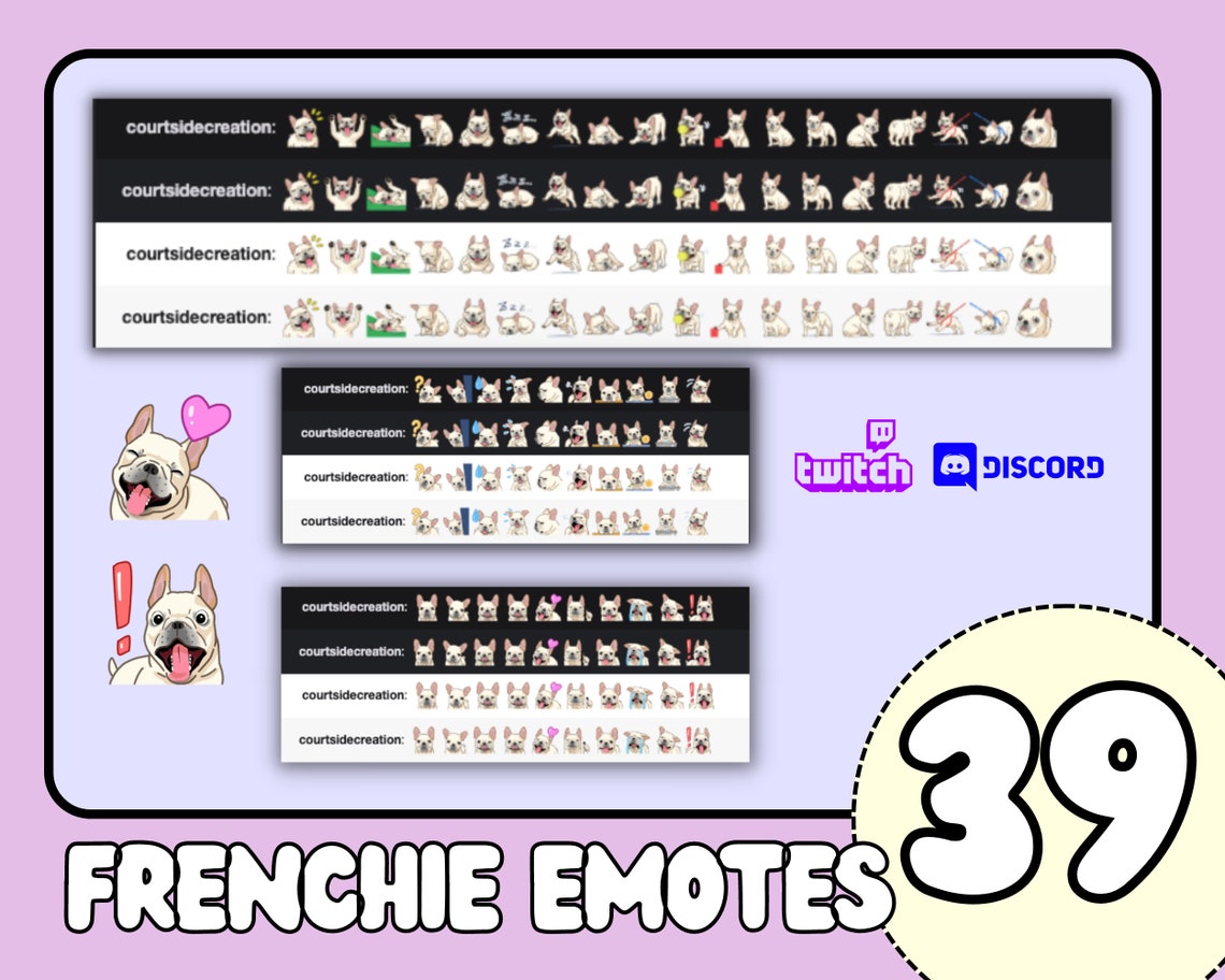 Frenchie Emotes Bundle, French Bulldog Emotes, Frenchie Emote Twitch ...