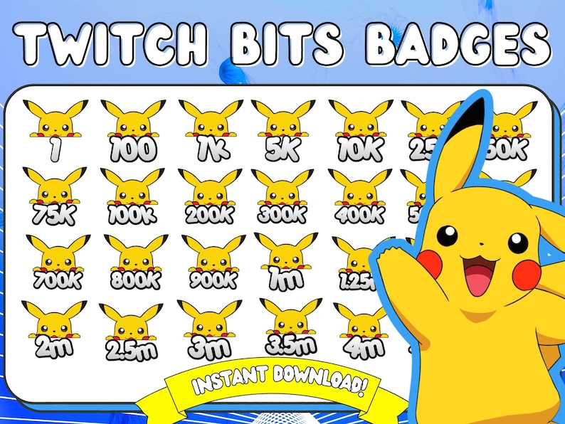 Pokemon Bit Badges, Pokemon Twitch Bit Badges, Pikachu Twitch Bits ...