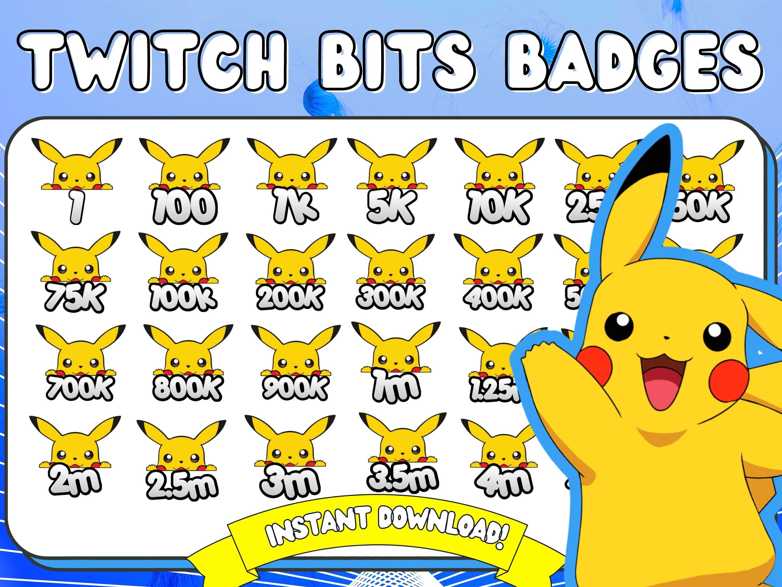 Pokemon Bit Badges, Pokemon Twitch Bit Badges, Pikachu Twitch Bits ...