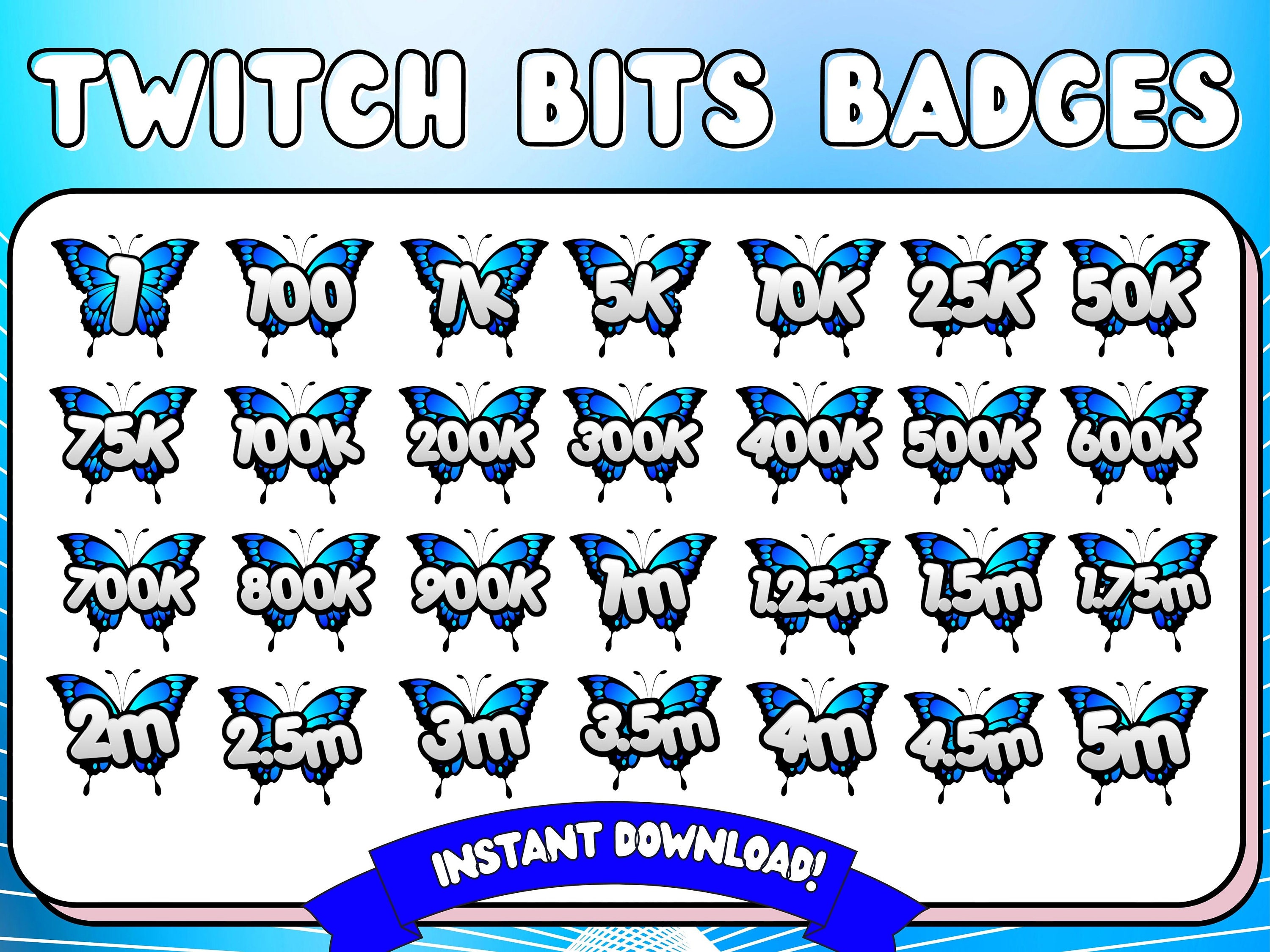 Twitch Bit Badges | Twitch Bits Badges | Butterfly Bit Badges ...