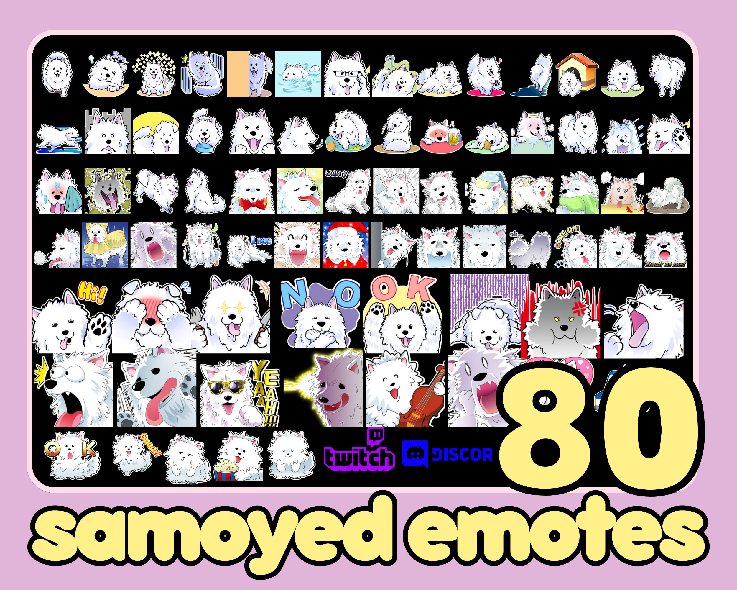 Samoyed Twitch Emote, Fluffy White Dog Emotes, Cute Samoyed Emote ...