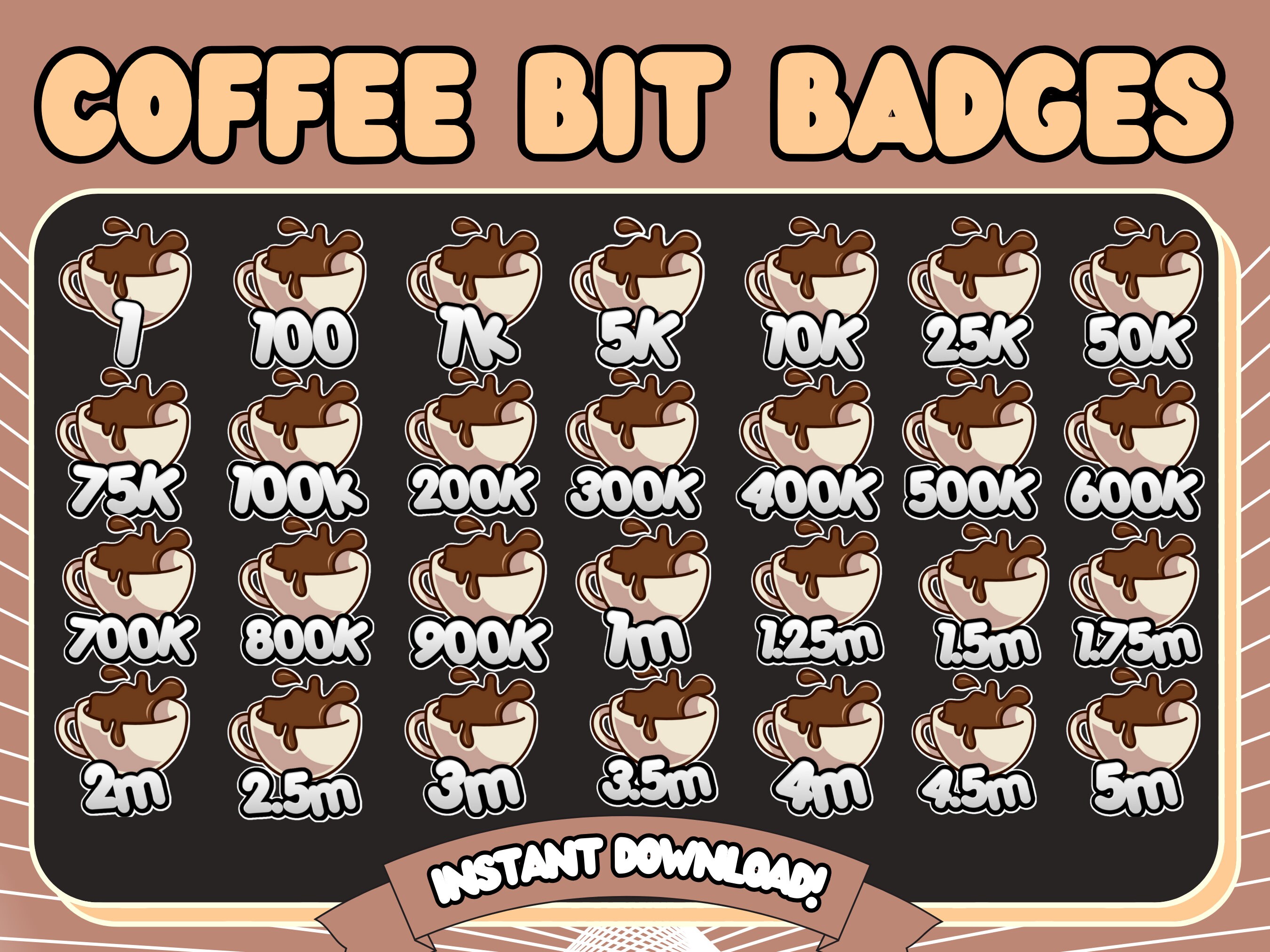 Coffee Bit Badges, Twitch Bits Badges Coffee, Cute Coffee Bits Badges ...