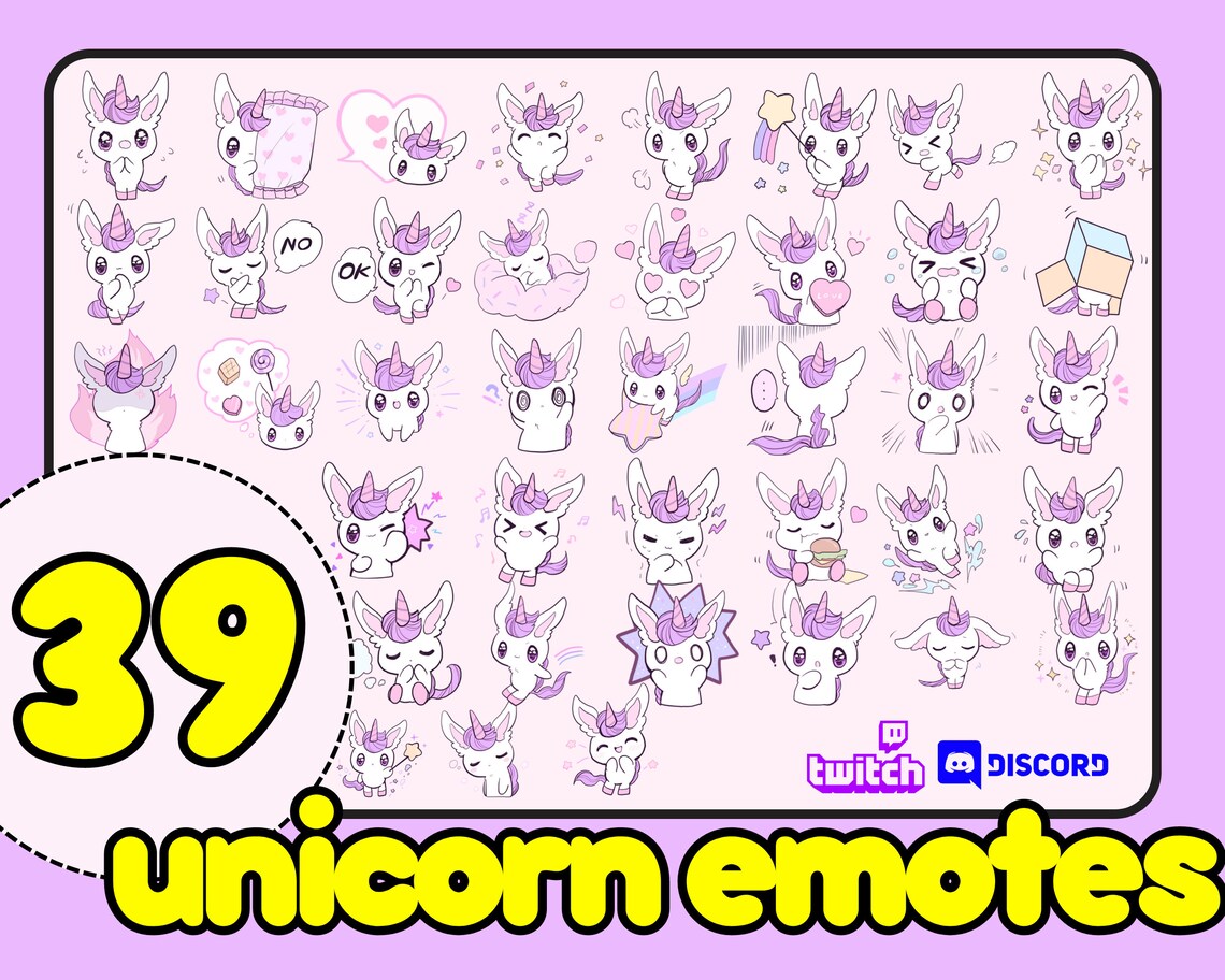 Unicorn Emotes, Unicorn Twitch Emotes, Cute Unicorn Emotes, Rainbow ...