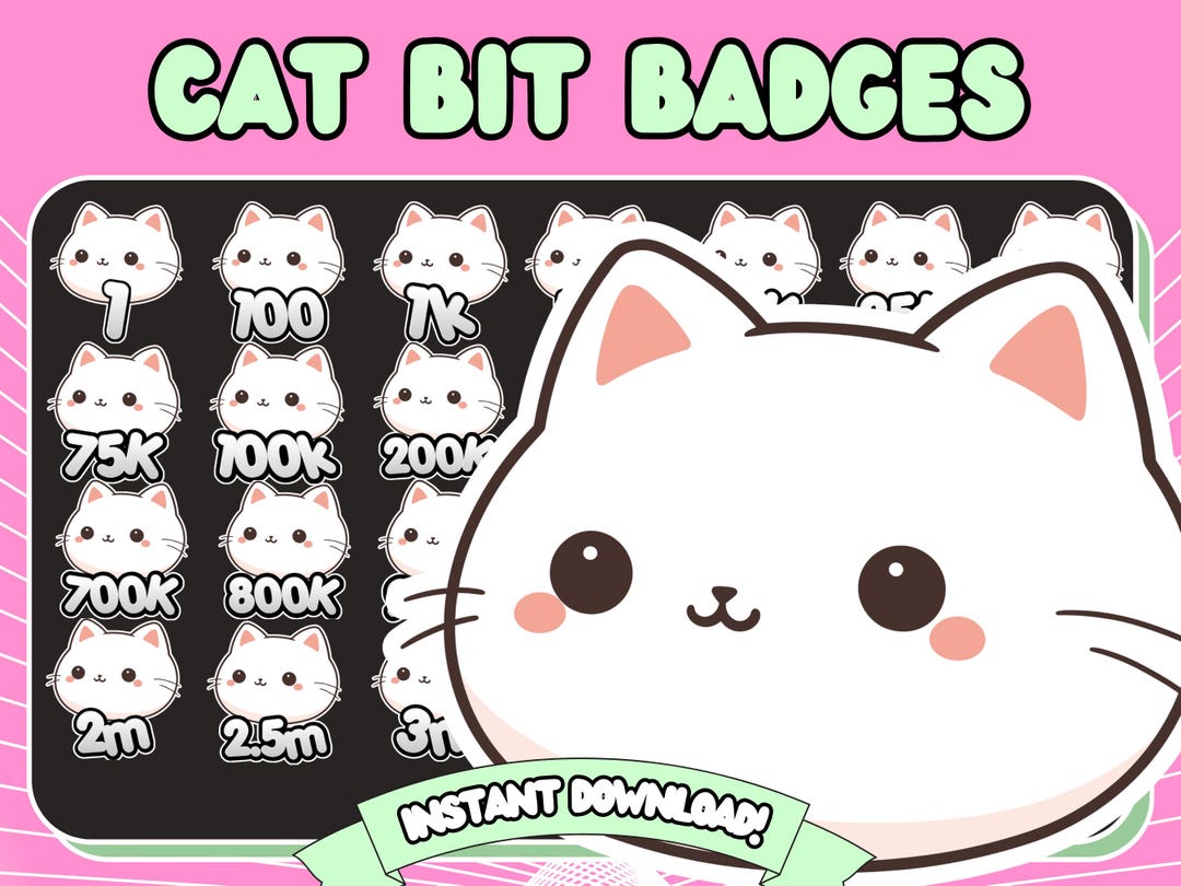 Cat Twitch Bit Badges | Cute Cat Twitch Bits Badges | Cozy Bit Badges ...