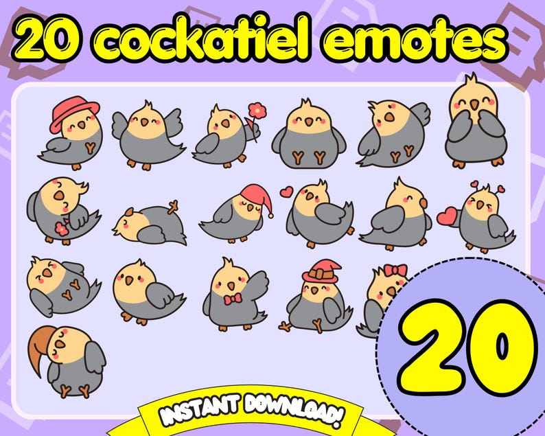 Cockatiel Twitch Emotes! Cockatiel Emotes, Parrot Emotes, Bird Emotes ...