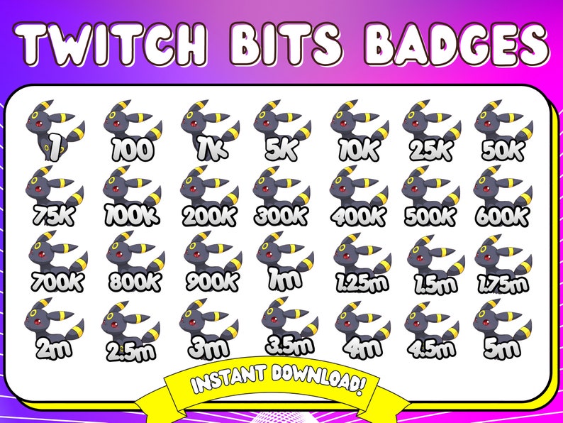 Pokemon Bit Badges, Pokemon Twitch Bits Badges, Umbreon Bit Badges ...