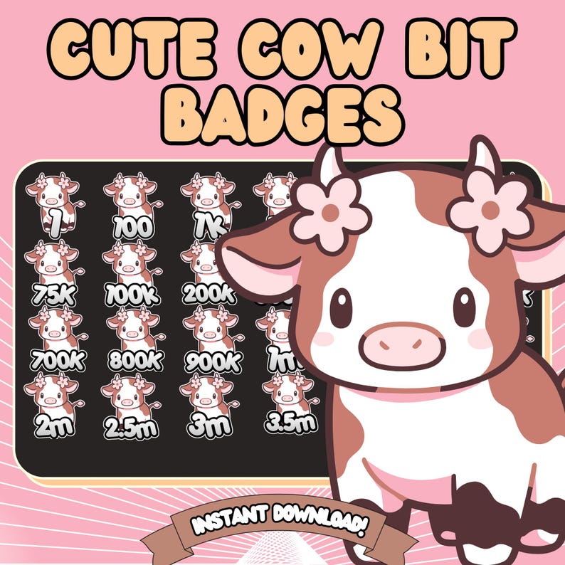 Cute Cow Twitch Bit Badges |cute Twitch Bits Badges | Cute Bit Badges ...
