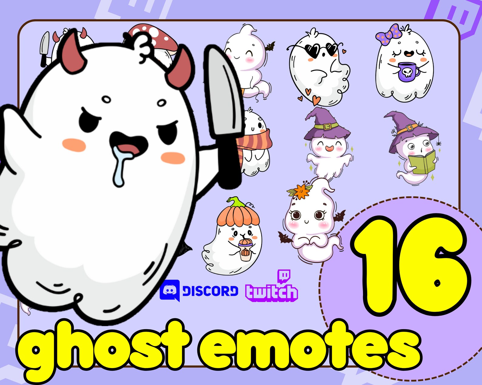 Cute Ghost Emotes, Ghost Halloween Emotes Bundle, Ghost Twitch Emotes ...