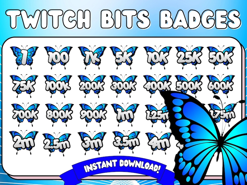 Twitch Bit Badges | Twitch Bits Badges | Butterfly Bit Badges ...