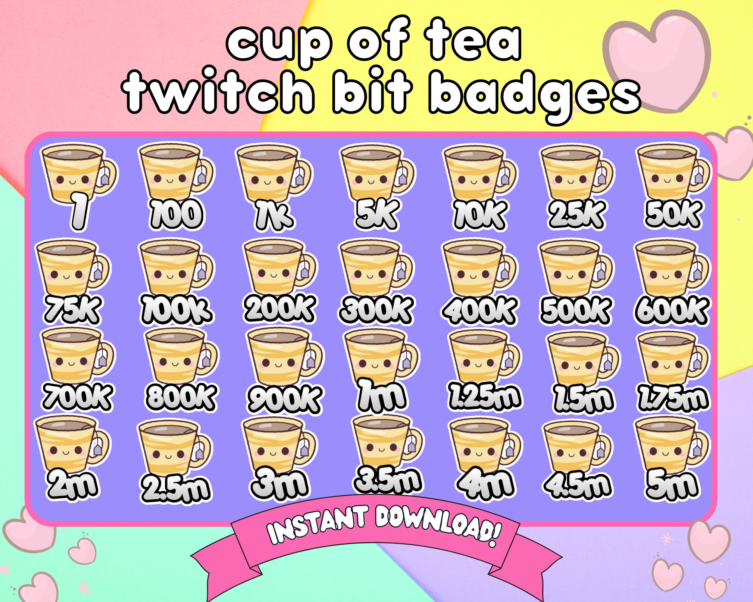 Tea Bit Badges Twitch, Cup of Tea Emotes Cute Tea Bit Badge Twitch, Cup ...
