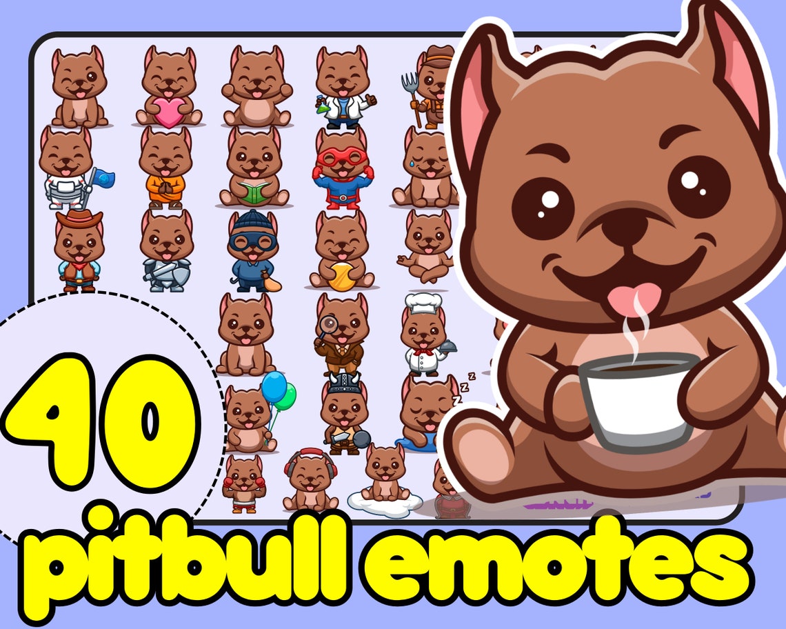 Pitbull Emotes Bundle, Bulldog Emotes, American Bulldog Emote Twitch ...