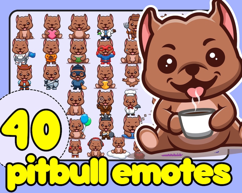 Pitbull Emotes Bundle, Bulldog Emotes, American Bulldog Emote Twitch ...