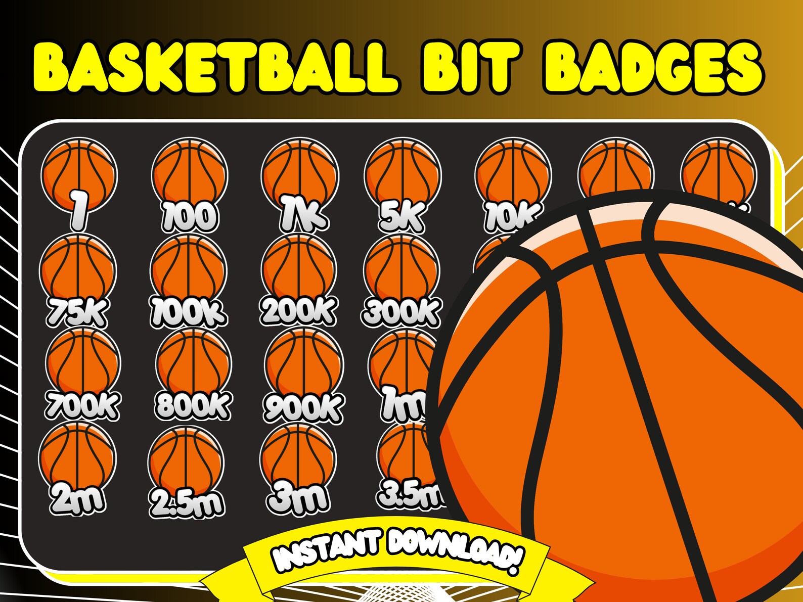 Basketball Bit Badges Sport Bit Badges, Twitch Basketball Emote, Cool ...