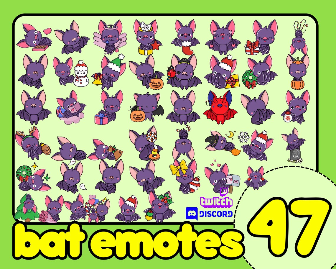Bat Emotes! Cute Bat Twitch Emotes, Cute Scary Emotes, Halloween Emotes ...