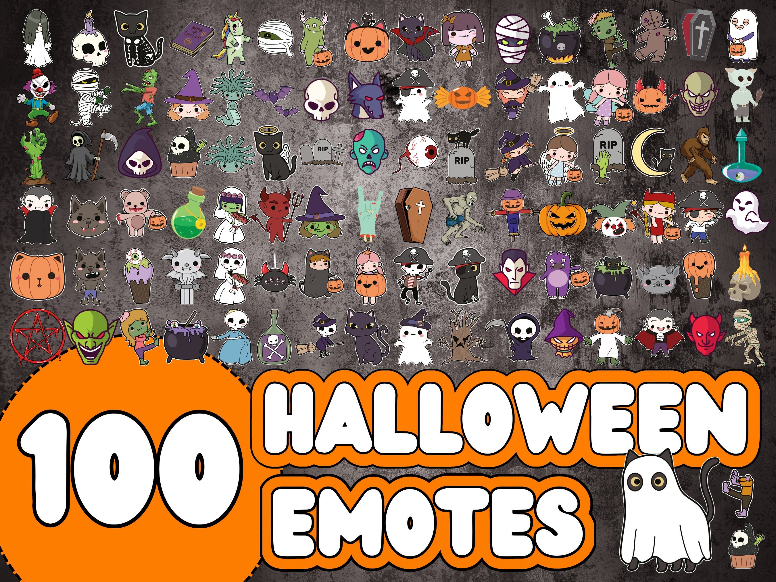 HALLOWEEN TWITCH Emotes!! Chibi Style Halloween Emotes Bundle, HORROR ...