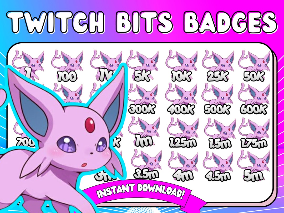 Pokemon Bit Badges, Pokemon Twitch Bits Badges, Espeon Bit Badges ...