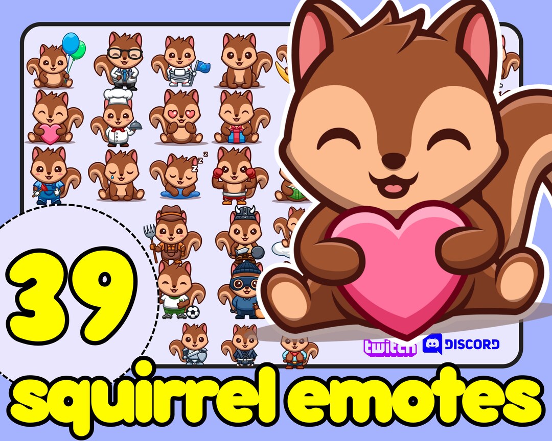 Squirrel Emotes, Chibi Style Squirrel Emote, Twitch Emotes Bundle, Cute ...