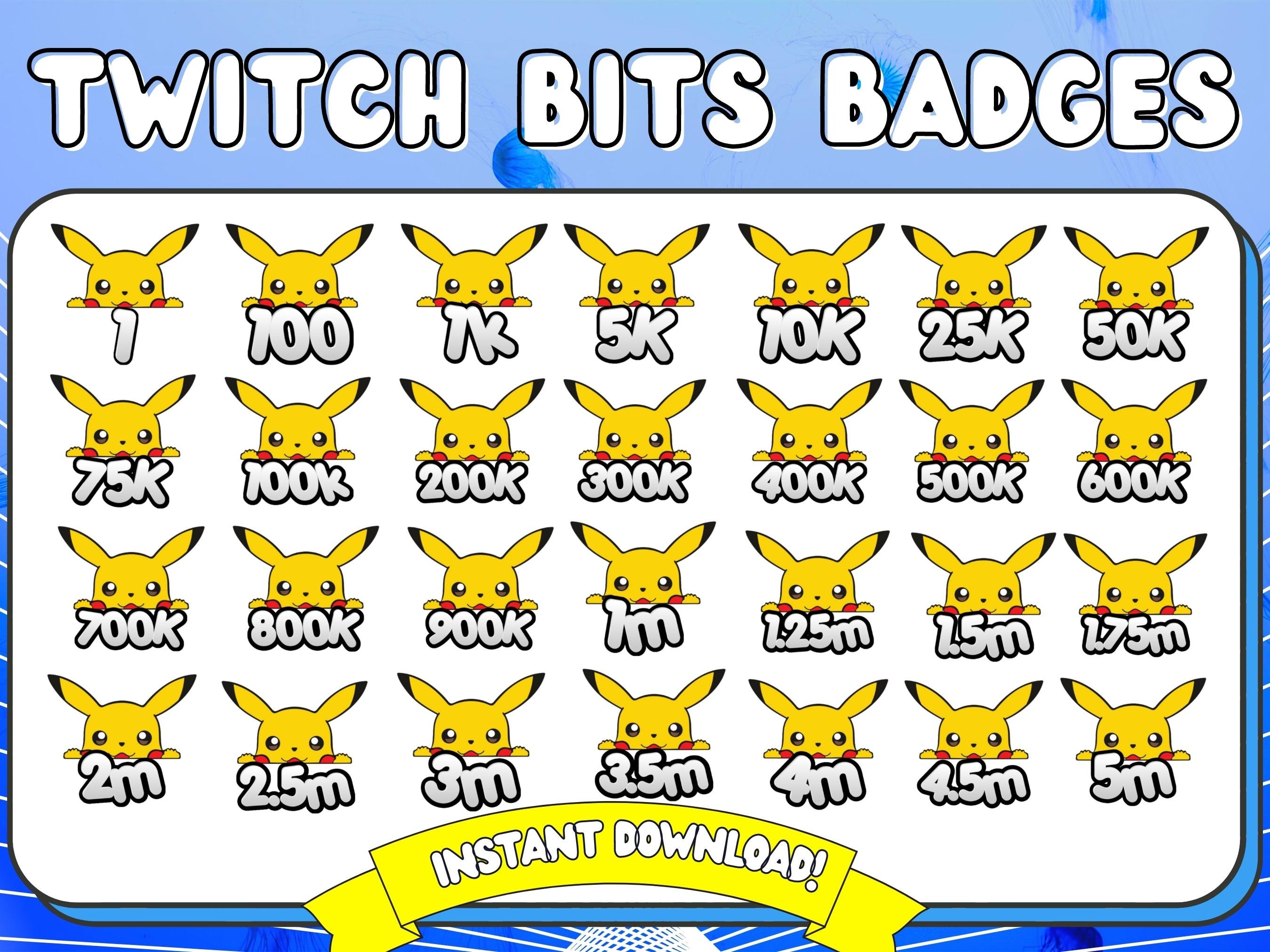 Pokemon Bit Badges, Pokemon Twitch Bit Badges, Pikachu Twitch Bits ...