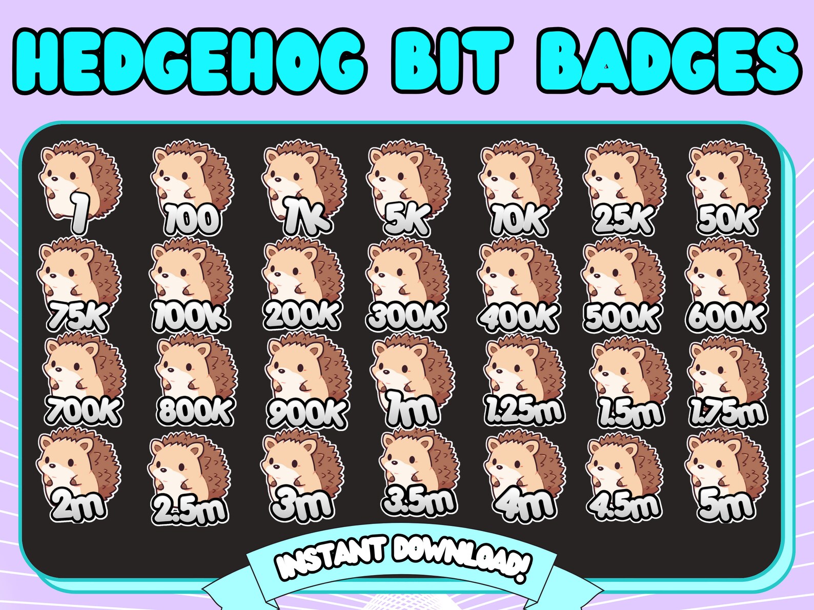 Hedgehog Twitch Bit Badges Twitch Bits Hedgehog Badges - Etsy