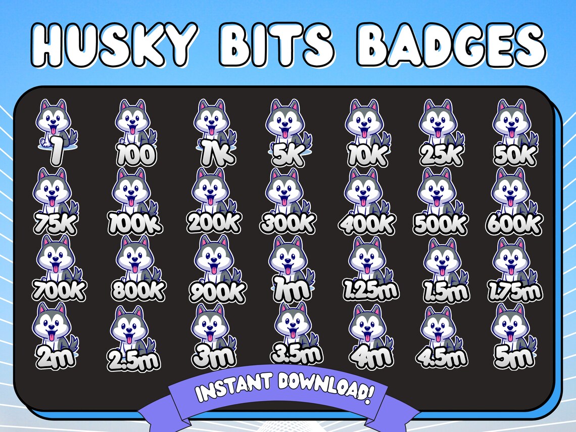 Husky Twitch Bit Badges, Husky Bits Badges Cute Husky Twitch, Huskey ...