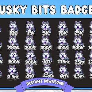 Husky Twitch Bit Badges, Husky Bits Badges Cute Husky Twitch, Huskey ...