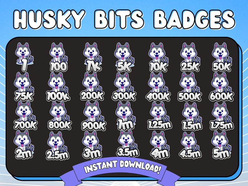 Husky Twitch Bit Badges, Husky Bits Badges Cute Husky Twitch, Huskey ...