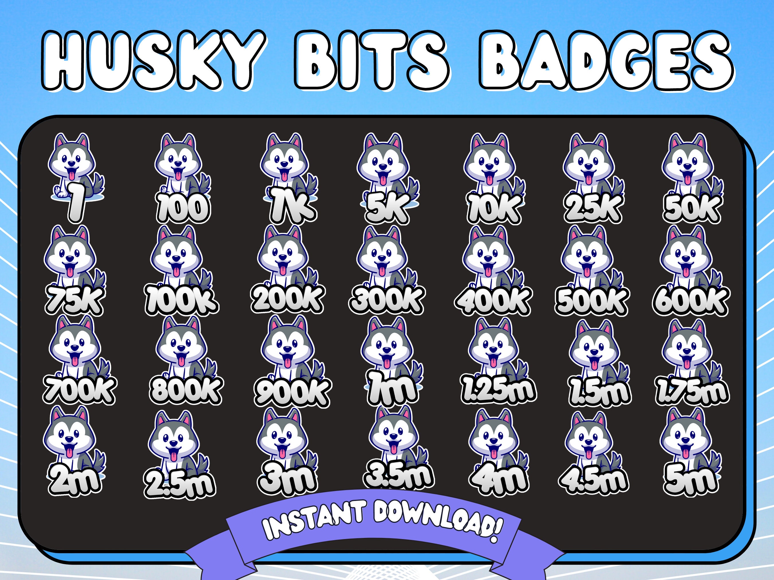 Husky Twitch Bit Badges, Husky Bits Badges Cute Husky Twitch, Huskey ...
