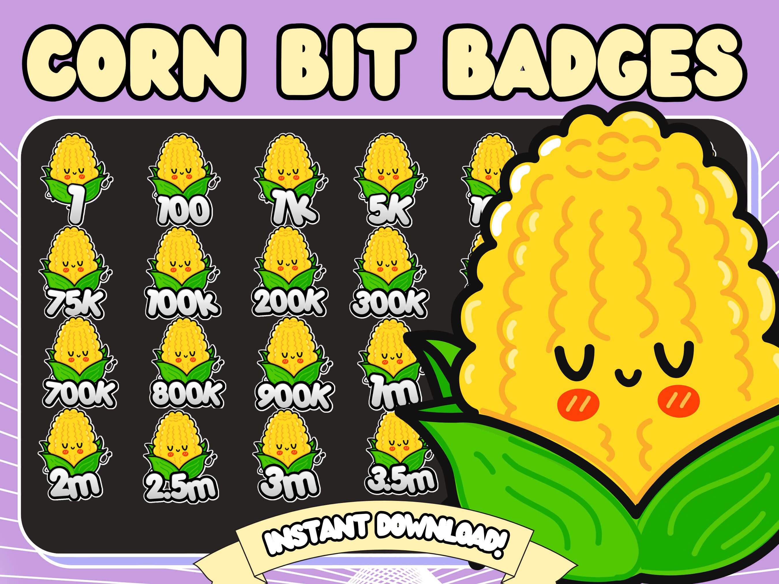 Corn Bit Badges, Twitch Bit Badges Corn, Fast Food Bit Badges, Cute Bit ...