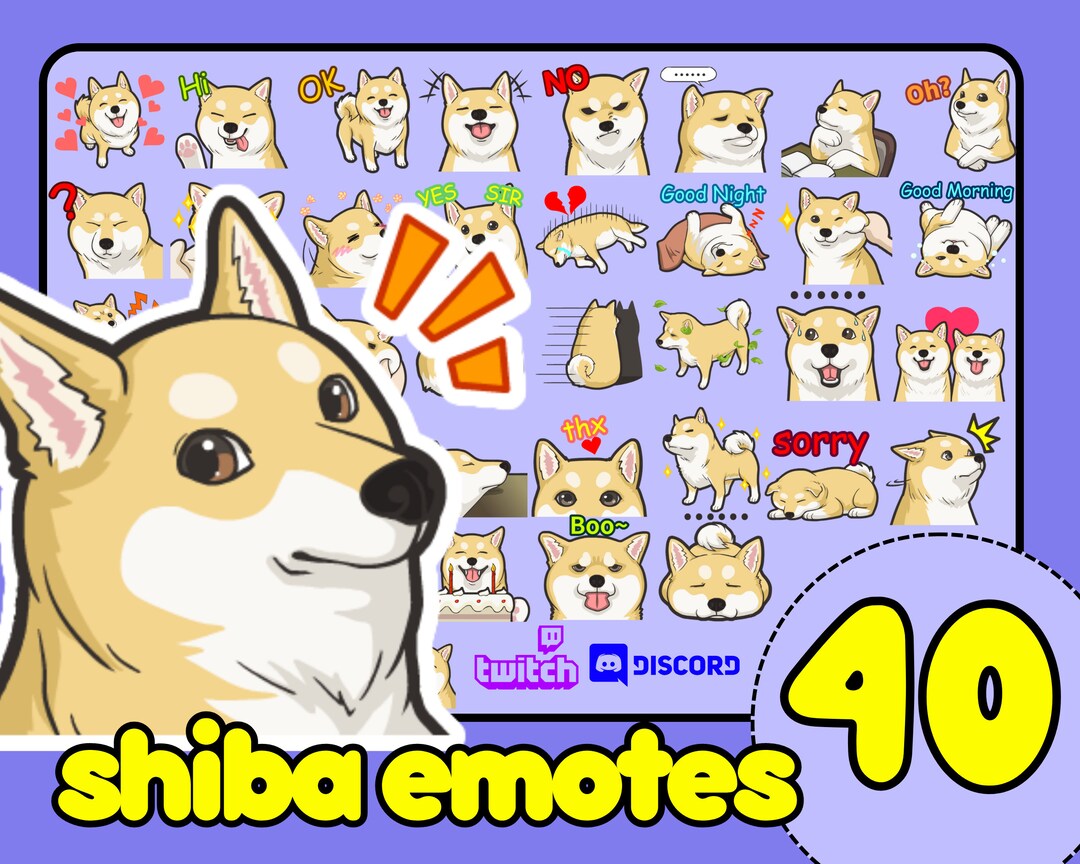 40 Shiba Twitch Emotes Bundle, Shiba Inu Emotes Dog Megapack, Shiba Dog ...