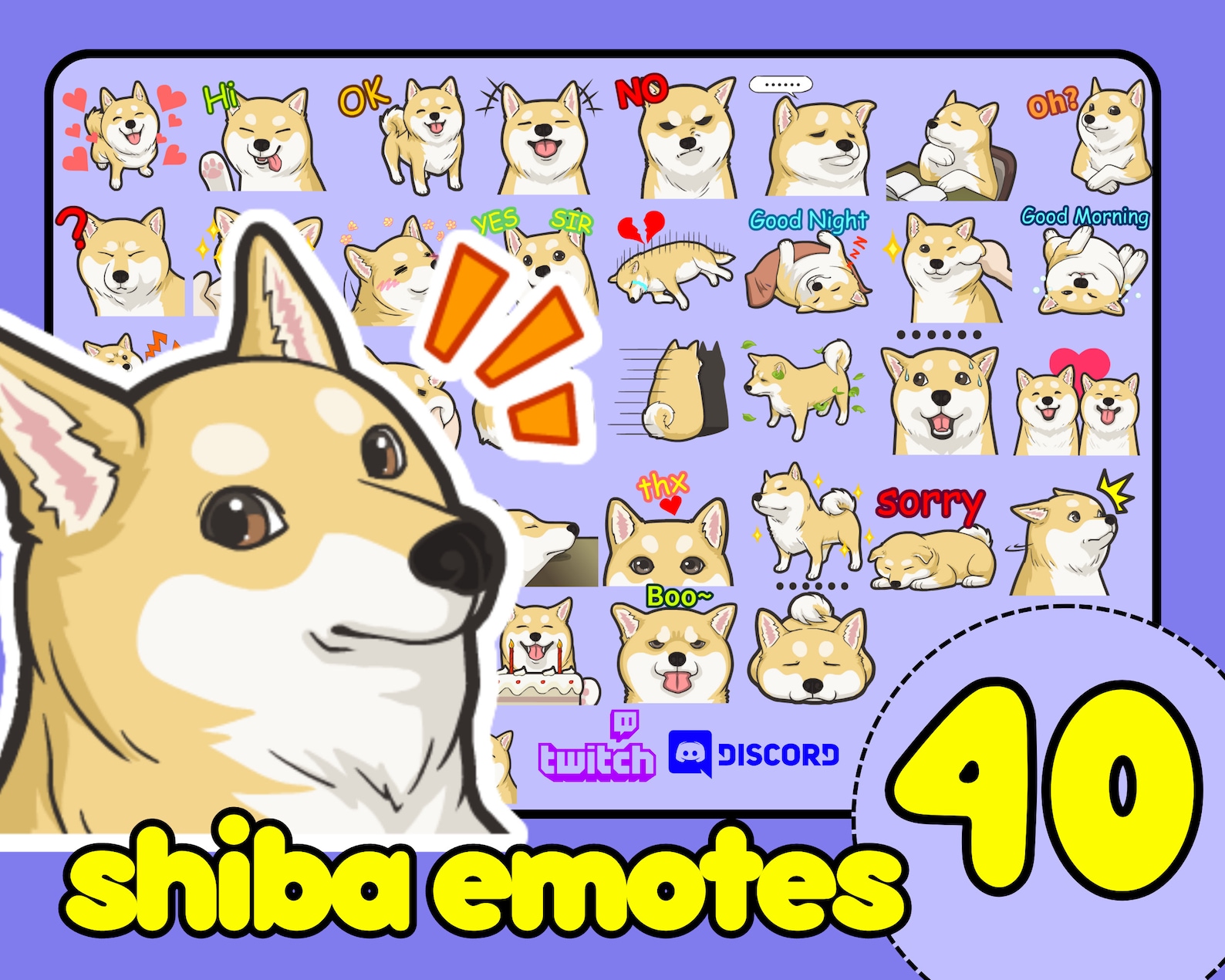 40 Shiba Twitch Emotes Bundle, Shiba Inu Emotes Dog Megapack, Shiba Dog ...