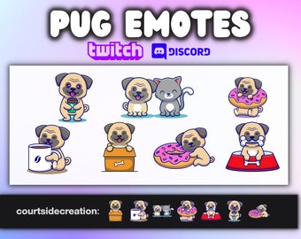 Pug Twitch Emote, Pug Emotes, Cute Pug Emote, Pug Twitch Emotes, Dog ...