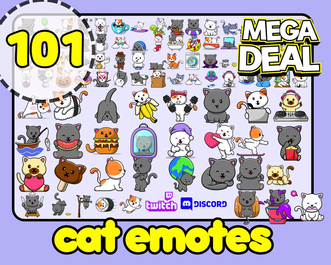 101 Cat Emotes Twitch, Cute Cat Emotes, Black Cat Twitch Emote, Black ...
