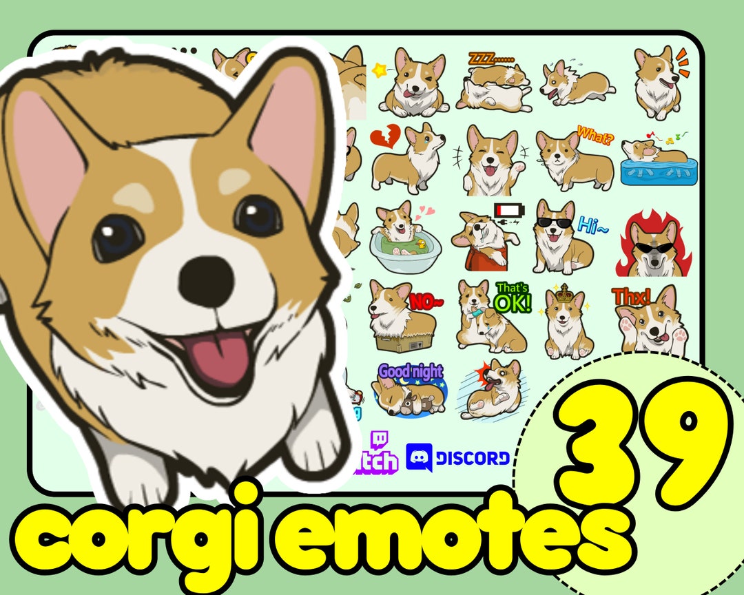 39 Corgi Twitch Emotes Bundle, Corgi Emotes Dog Megapack, Corgi Dog ...