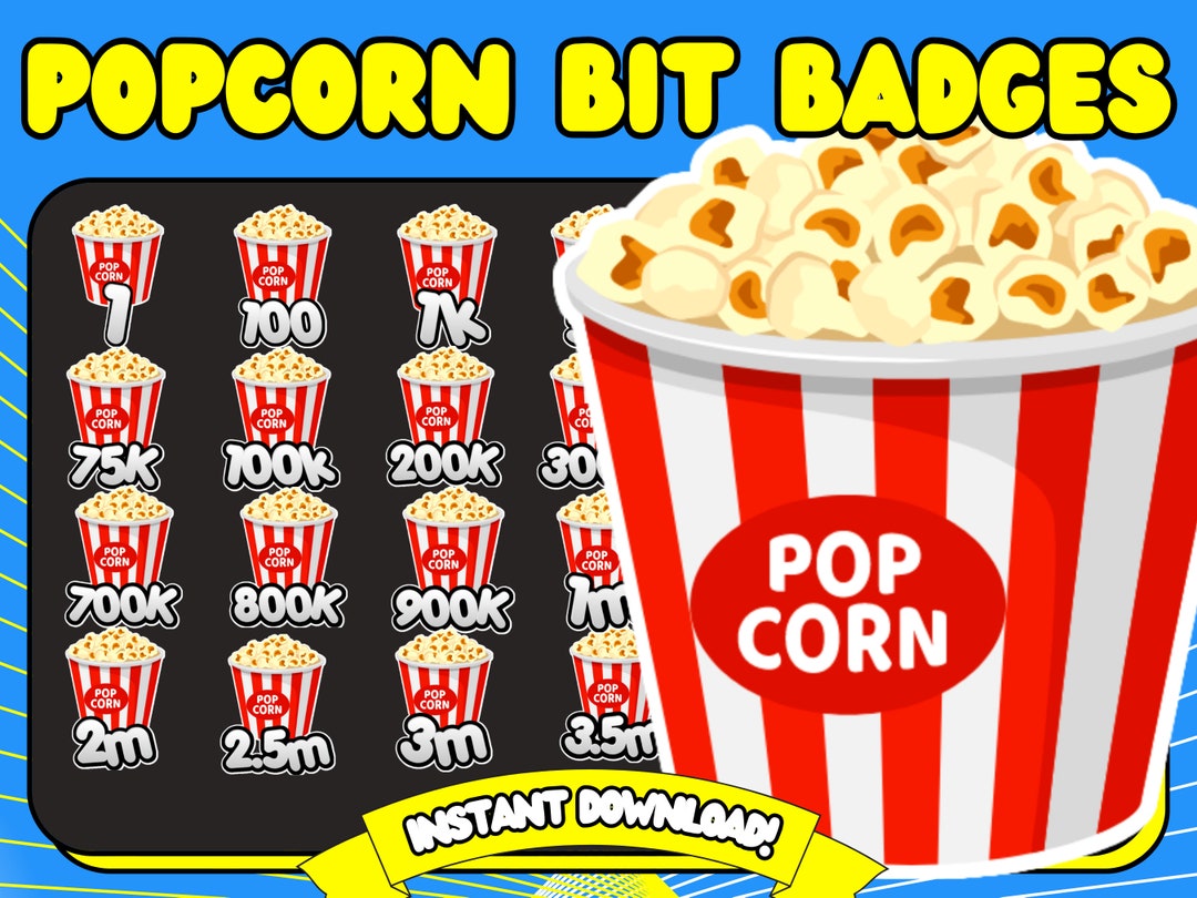 Popcorn Bit Badges, Twitch Bit Badges Popcorn, Fast Food Bit Badges ...
