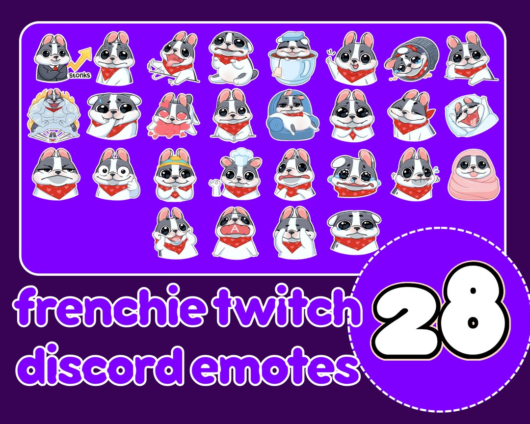 Cute Frenchie Emote Bundle, French Bulldog Emotes, Cute Twitch Emotes ...