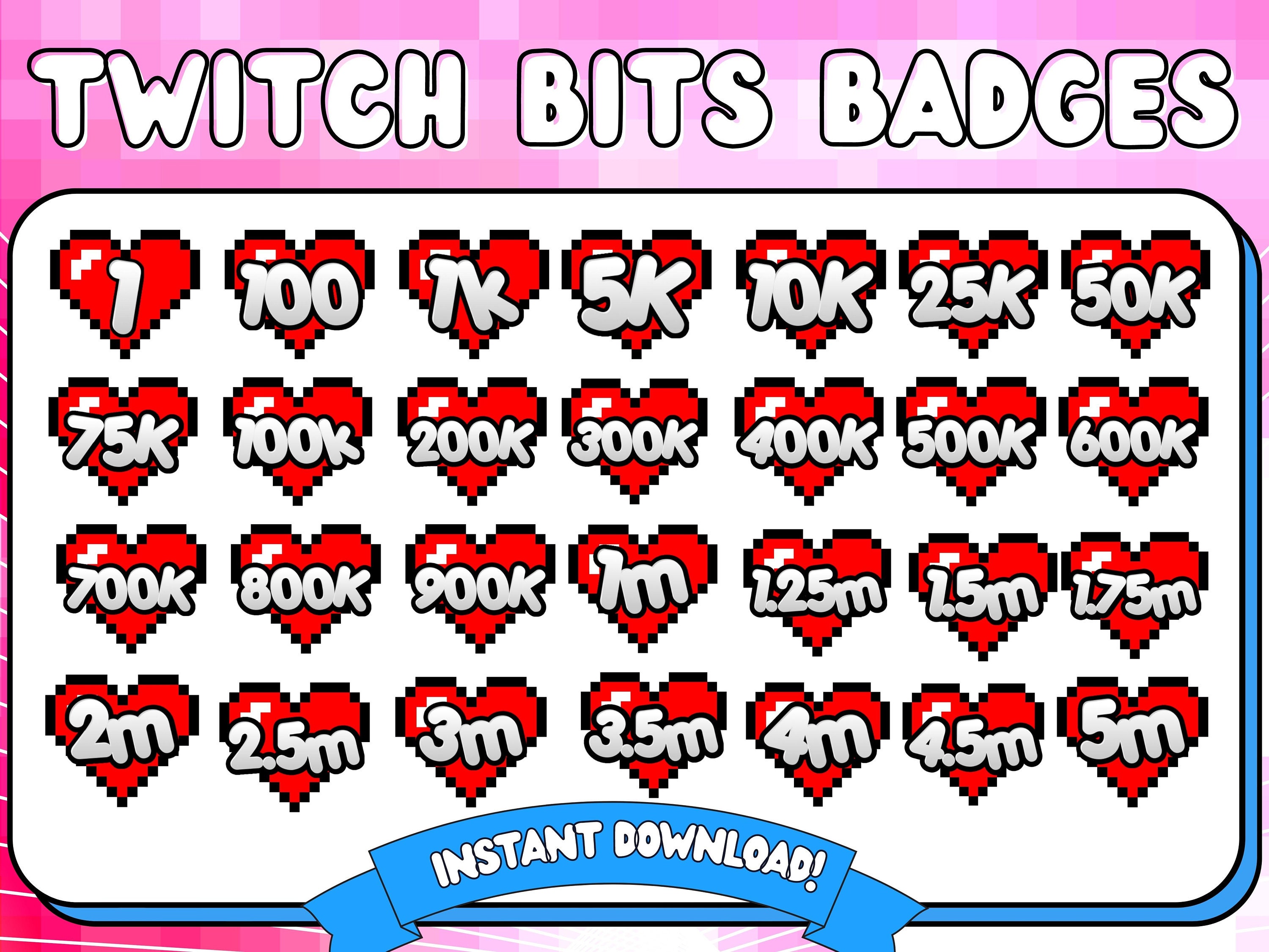Twitch Bit Badges | Twitch Bits Badges | Pixel Twitch Bits Badges ...