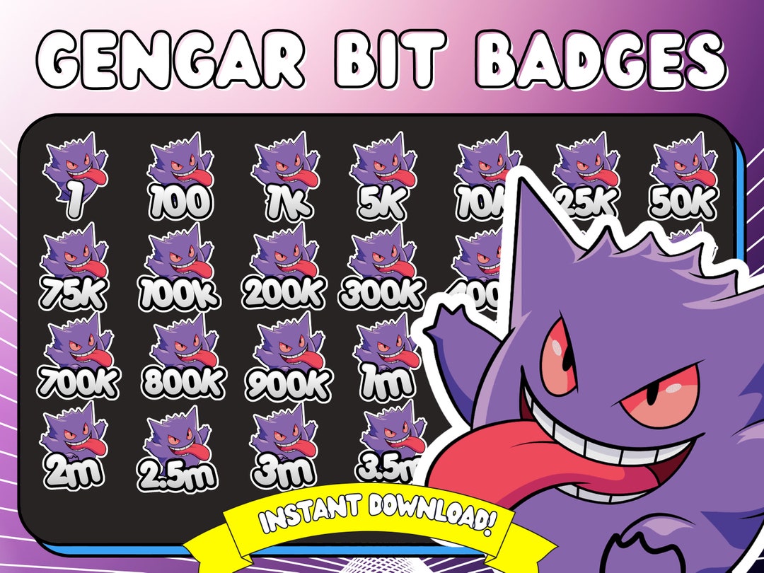 Pokemon Bit Badges, Gengar Twitch Bits Badges, Gengar Bit Badges ...
