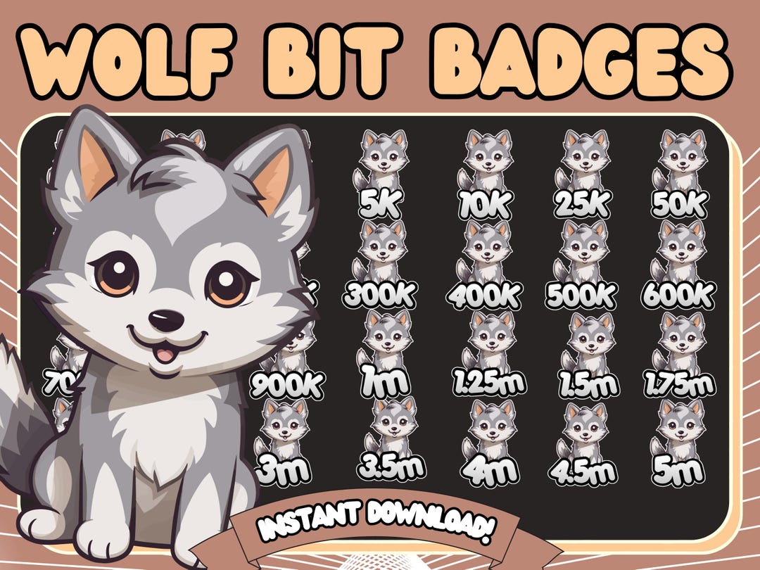 Wolf Twitch Bit Badges, Wolf Bit Badges Cute Husky Twitch, Husky Twitch ...