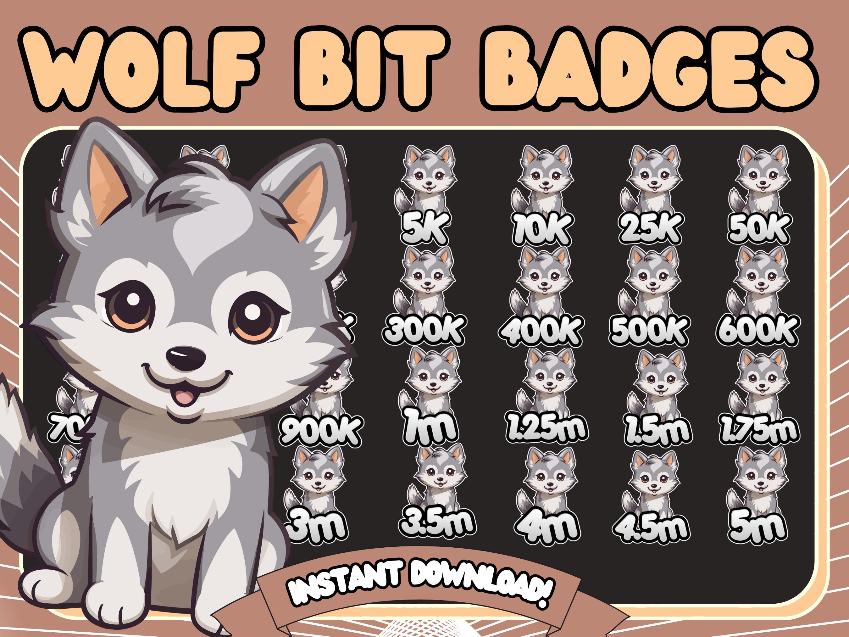 Wolf Twitch Bit Badges, Wolf Bit Badges Cute Husky Twitch, Husky Twitch ...