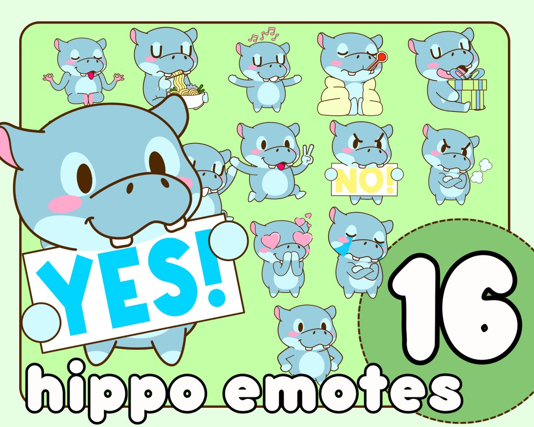 Hippo Emotes, Hippopotamus Twitch Emotes, Hippo Twitch Emotes, Cute ...