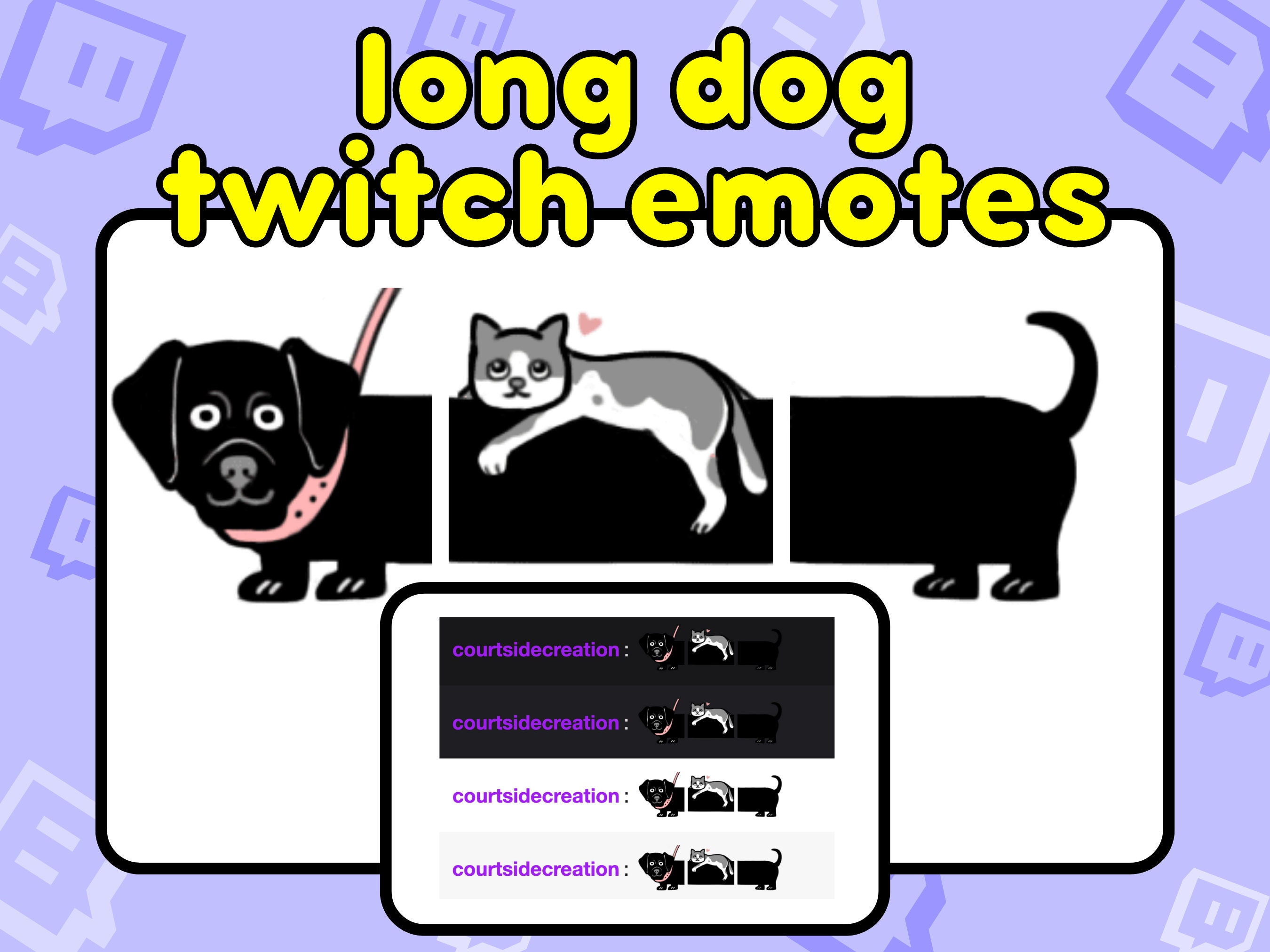 Black Dog Emote, Long Dog Twitch Emote, Long Dog Emote, Stretched Emote ...
