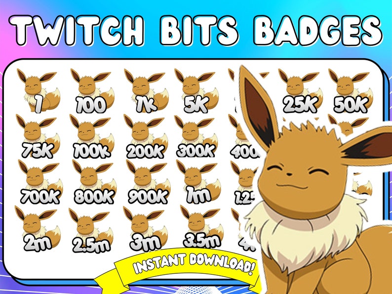 Pokemon Bit Badges, Pokemon Twitch Bits Badges, Eevee Bit Badges ...